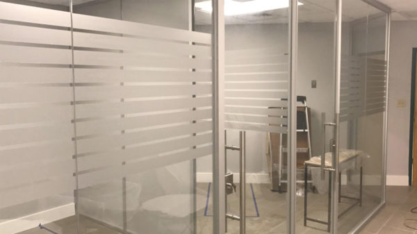 Frosted Glass Vinyl Partition In Office| Frosted Glass Office Door